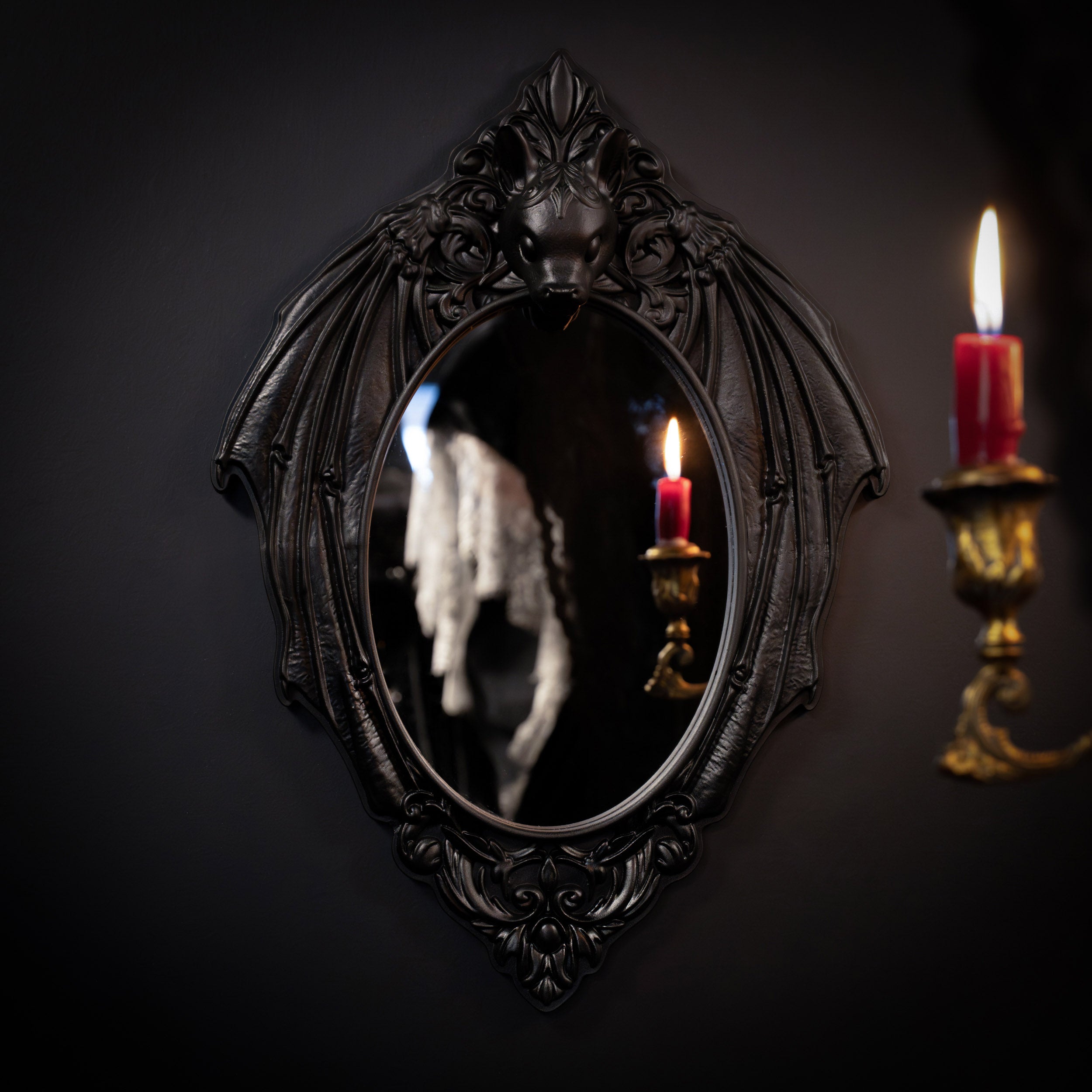 Bramwell Oval Bat Mirror – The Blackened Teeth Ltd