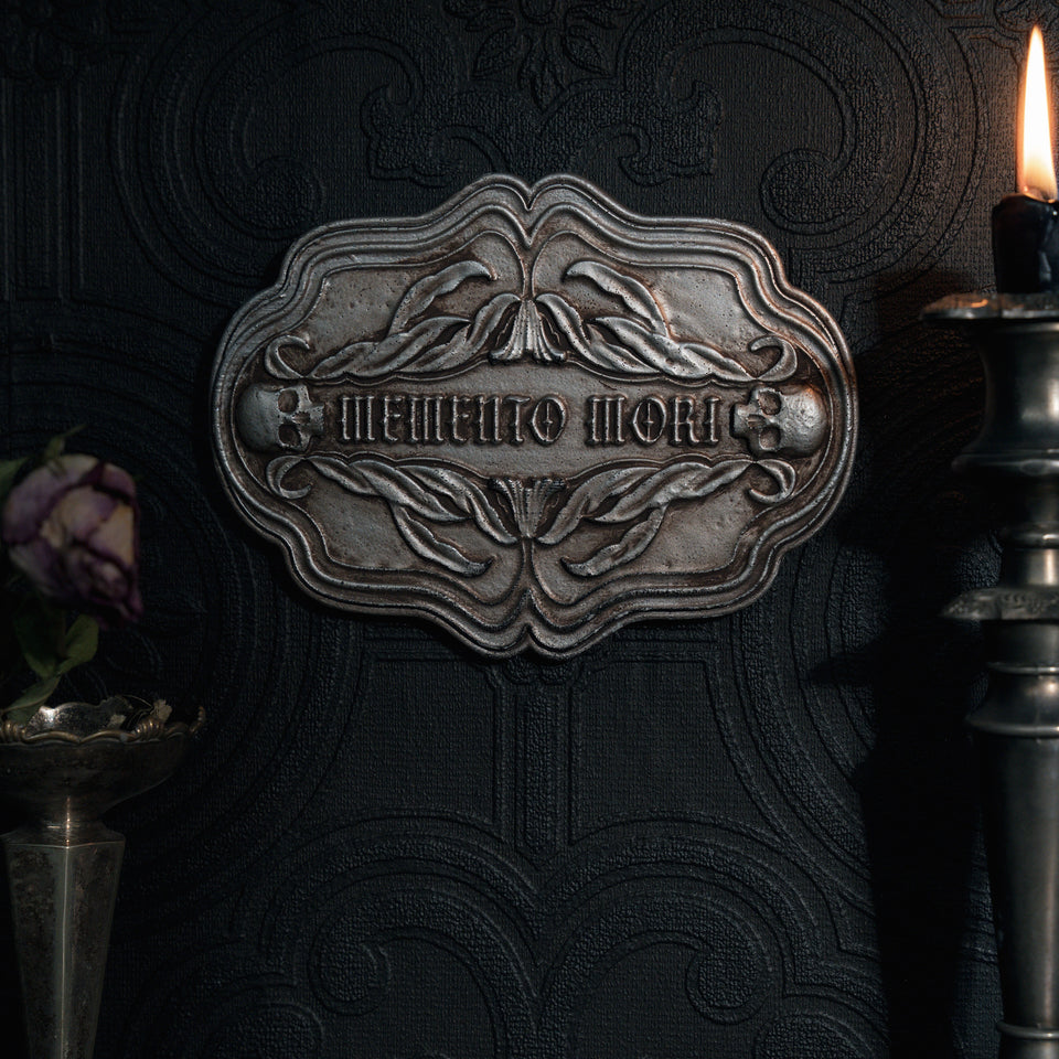 Memento Mori Casket Plaque - Silver Edition – The Blackened Teeth Ltd