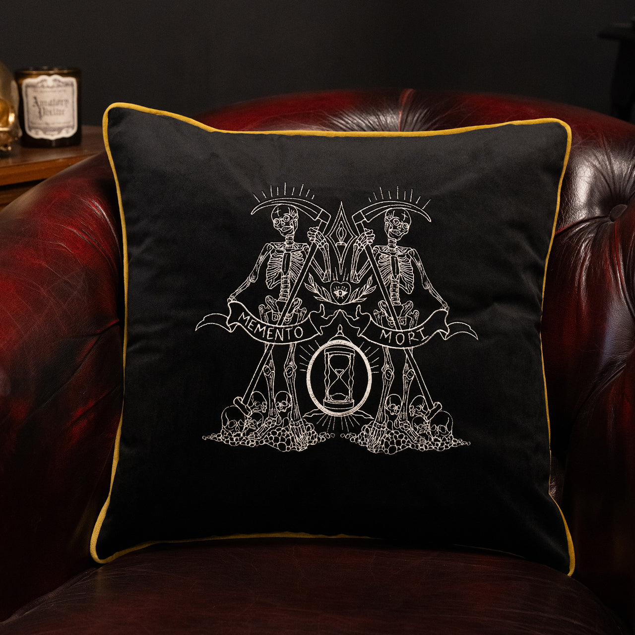 Memento Mori Cushion – The Blackened Teeth Ltd