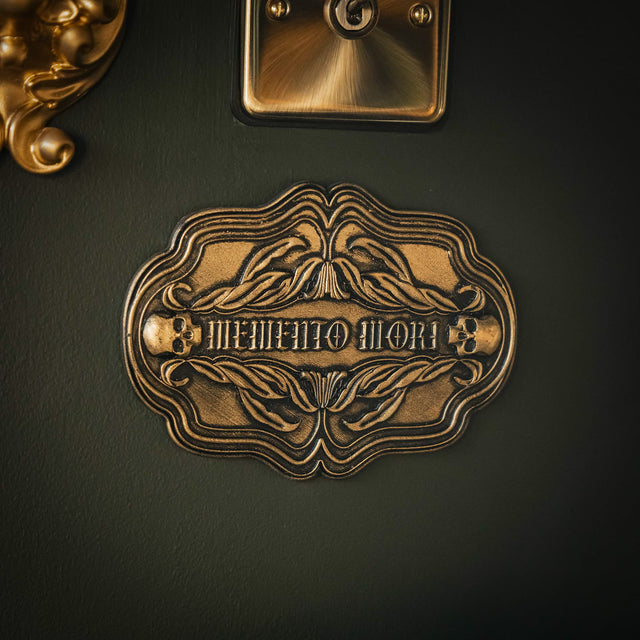 Memento Mori Casket Plaque - Gold Edition – The Blackened Teeth Ltd