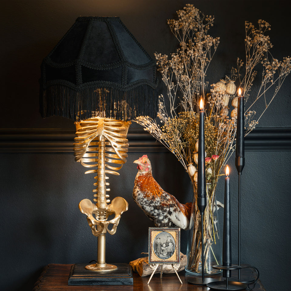 The Skeleton Lamp Gold - Nyx Lampshade – The Blackened Teeth Ltd